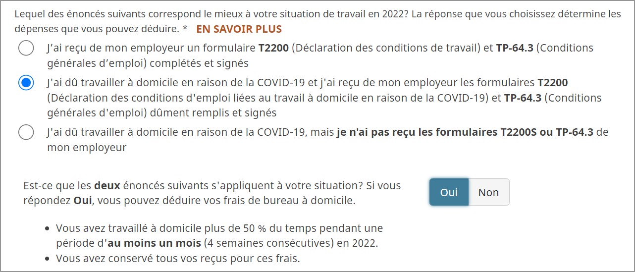 Déduction des dépenses liées au travail à domicile en raison de la ...
